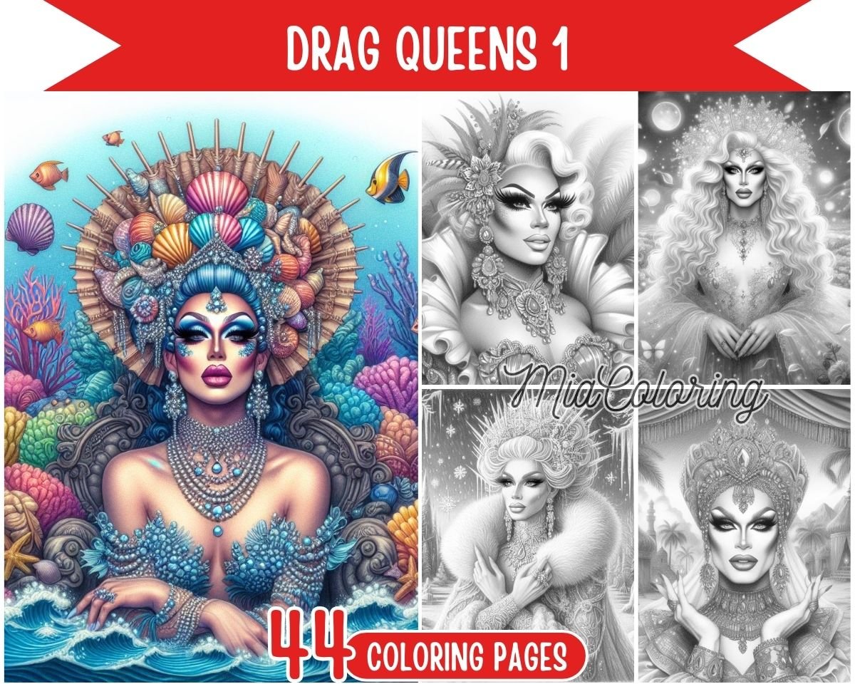 Drag Queens 1 Printable Coloring Pages for Adults - miacoloring.com